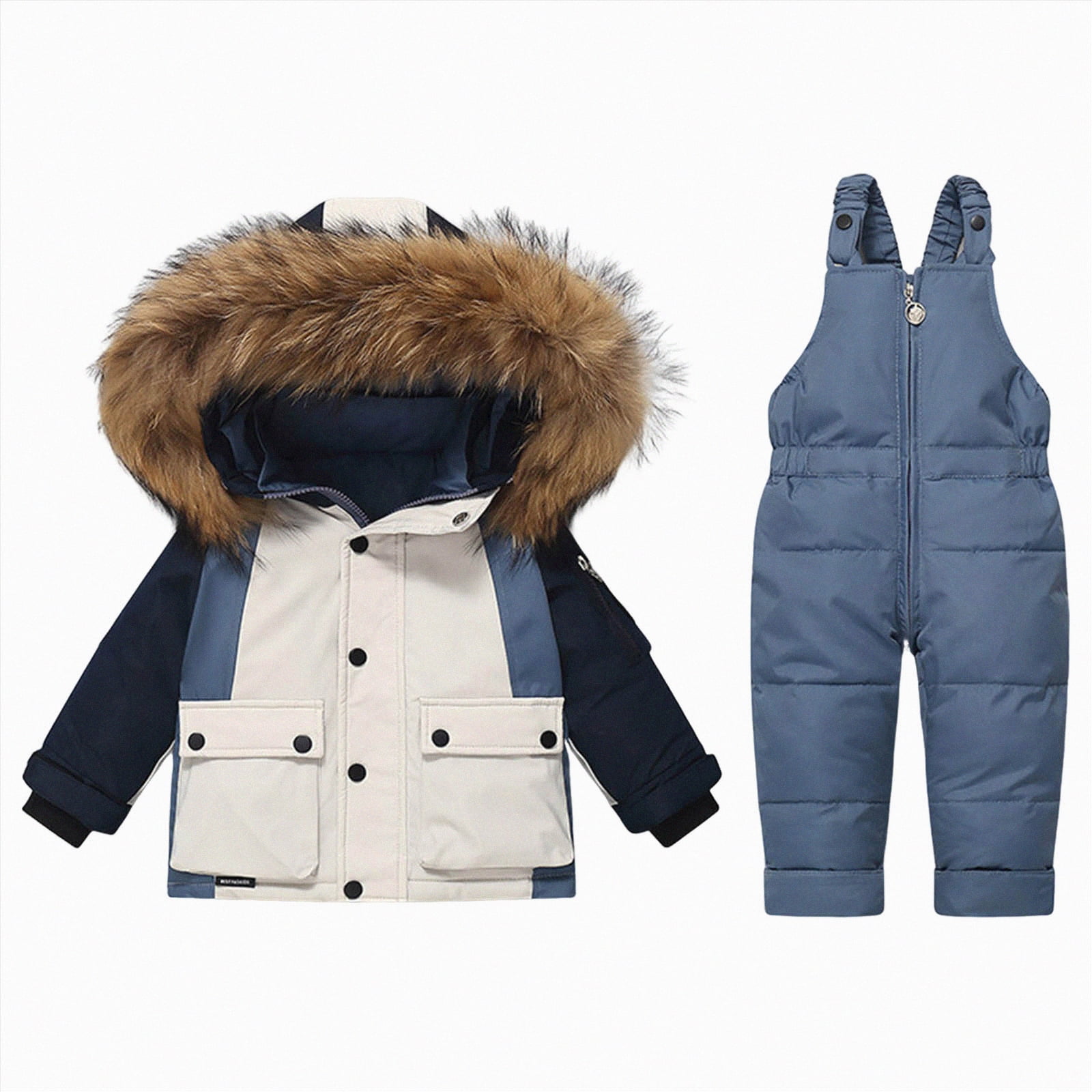 Ccpelsie Snowsuit Kids 2-Piece Ski Suits Set Hooded Puffer Down Jacket ...