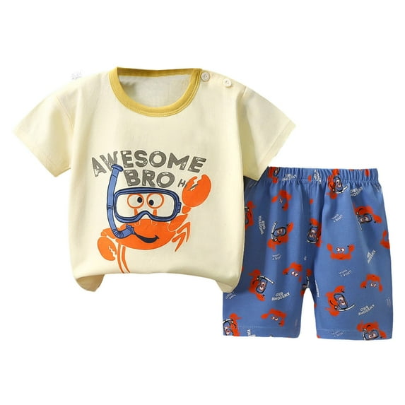 Ccpelsie Toddler Baby 2-Piece Set Snug Fit Short Sleeve Shirt and Cozy ...