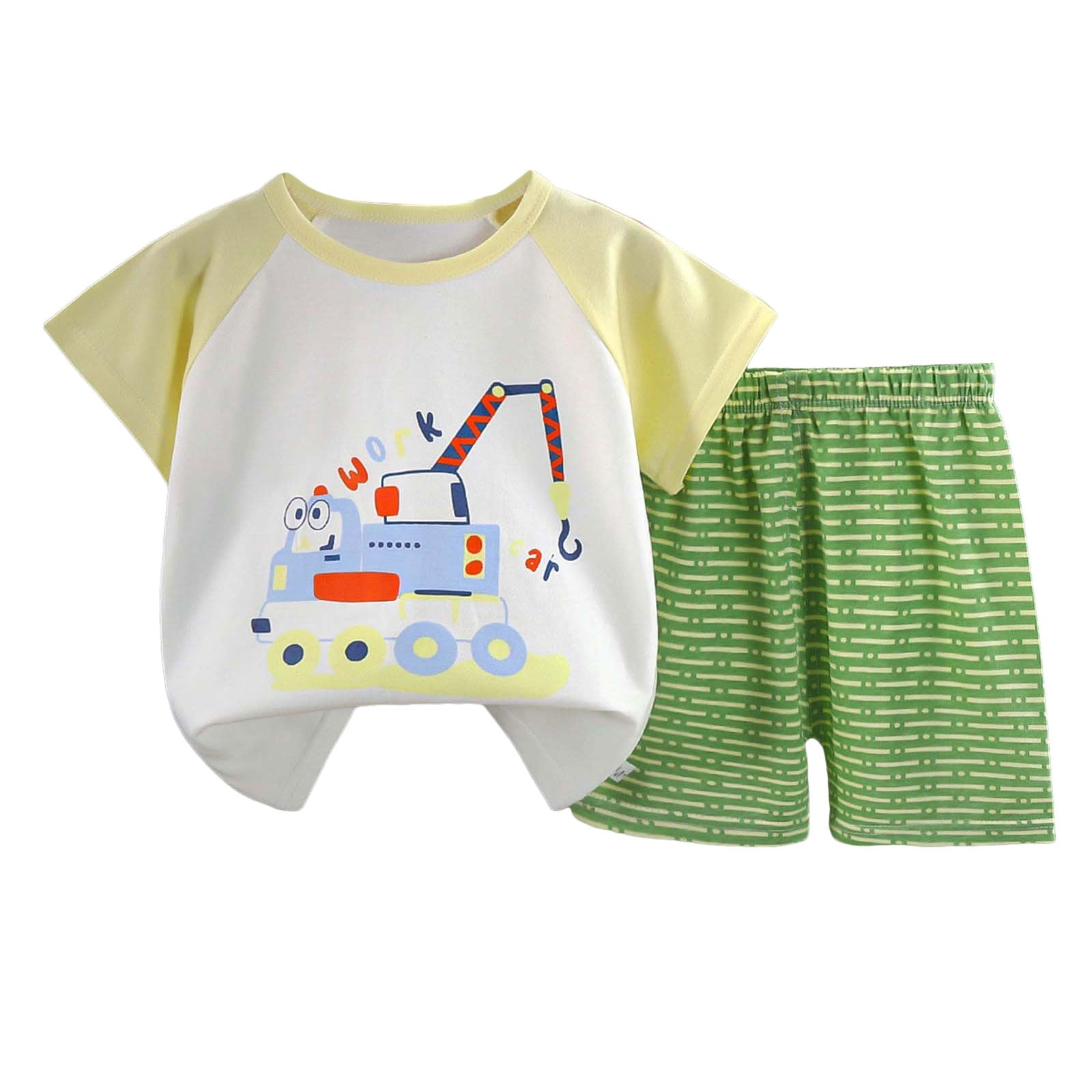 Ccpelsie Toddler Baby Girls 2-Piece Cotton Playsuit Cartoon Short ...