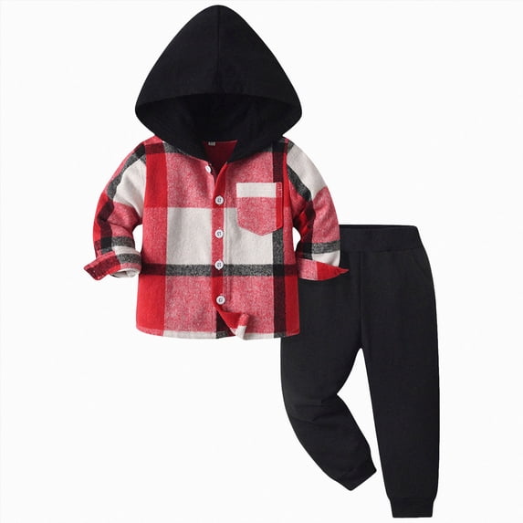 Ccpelsie Toddler Boy Clothes Fleece Fall Winter Outfit Ribbed Long ...