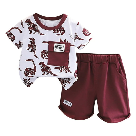 Ccpelsie Toddler Boy Clothes Outfit Shorts Sets Printed Tops and Shorts ...