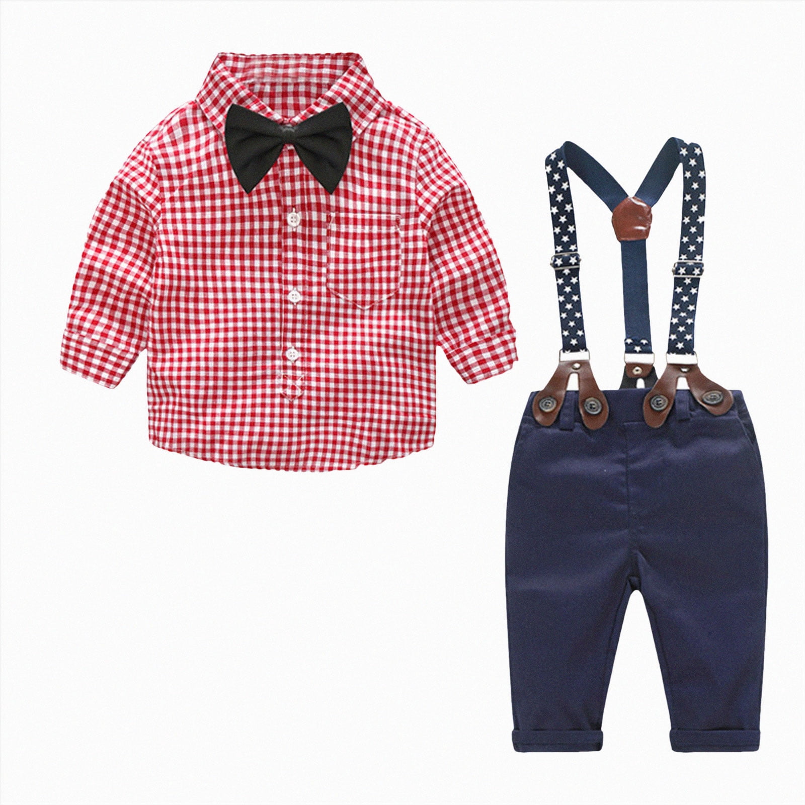 Ccpelsie Toddler Boy Fall Clothes Plaid Long Sleeve Sweatshirt Tops ...