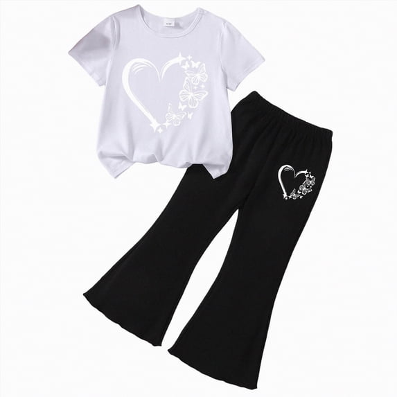 Ccpelsie Toddler Girl Clothes Set Kid Summer Cute Graphic Tee Shirt ...