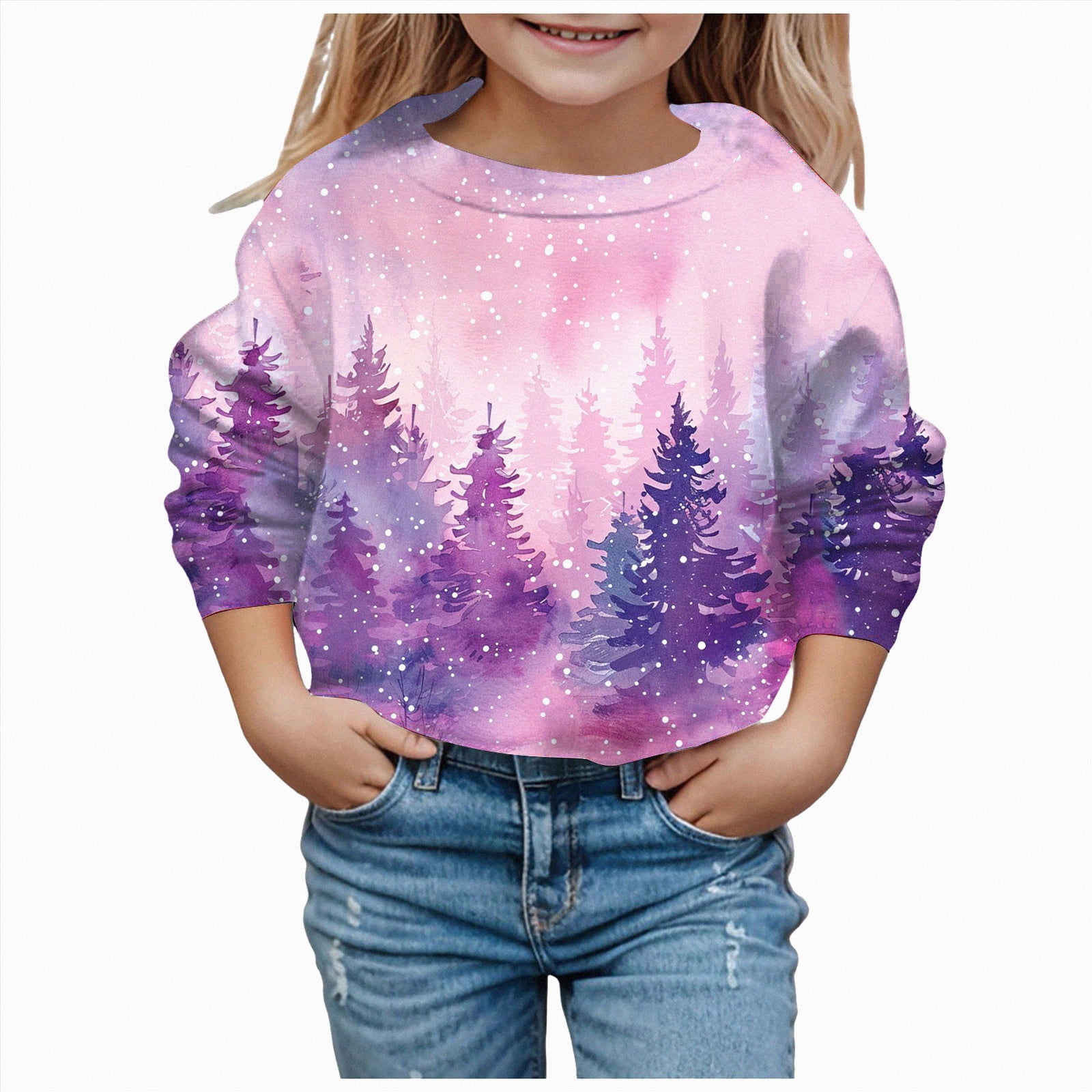 Ccpelsie Toddler Girl Cotton Crewneck Sweatshirt Kids Lightweight Long ...