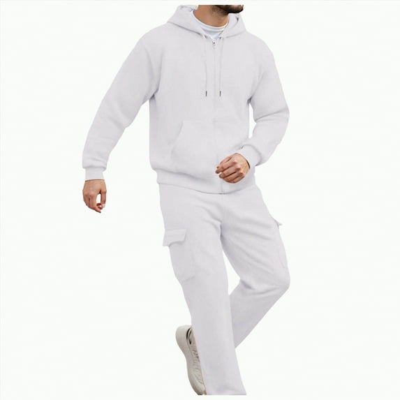 Ccpelsie Track Suits Mens Sweatsuits 2 Piece Set Zip Up Hoodie and Cargo Sweatpants Sets Casual ...