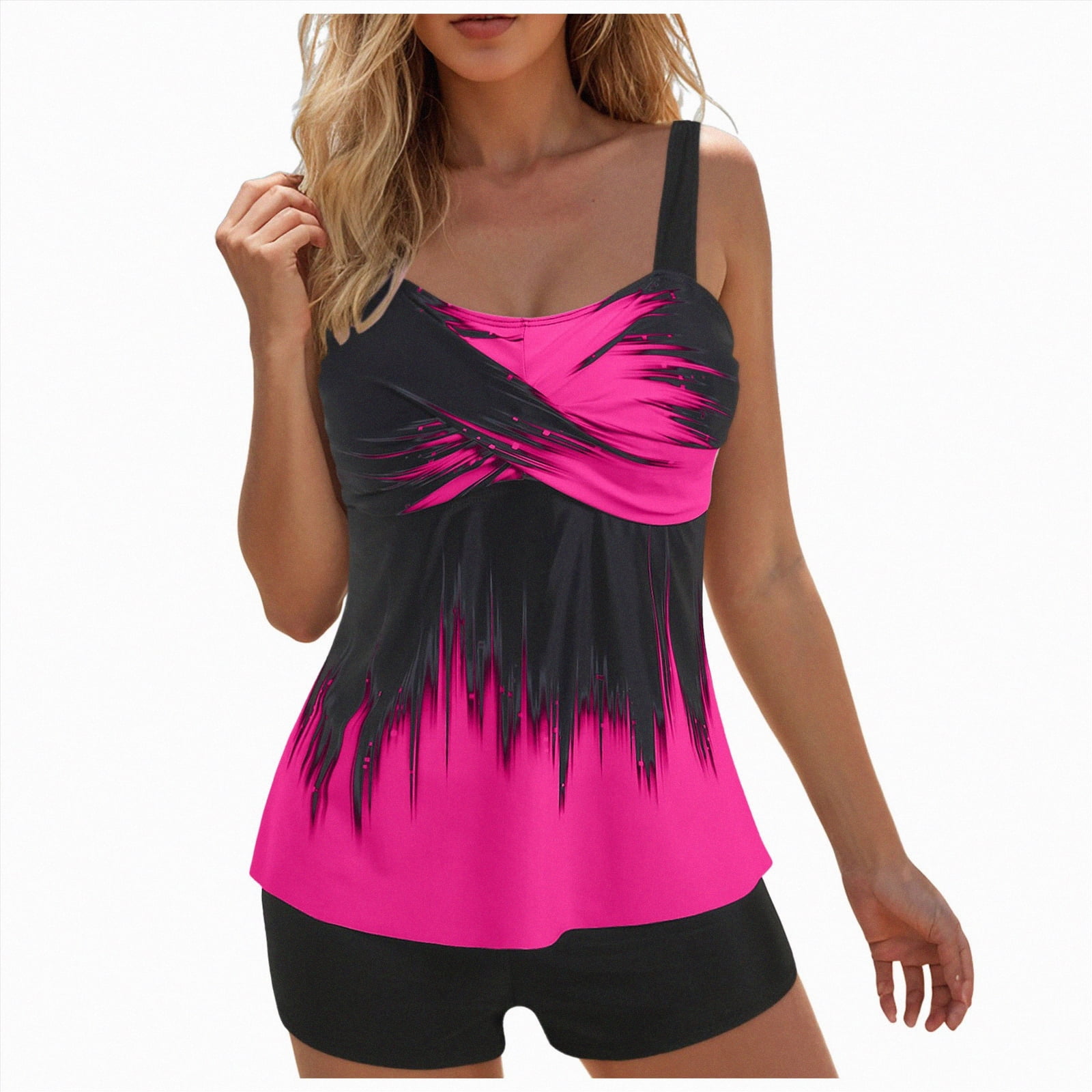 Ccpelsie Two Piece Tankini Set Swimsuit for Women High Neck Top with ...