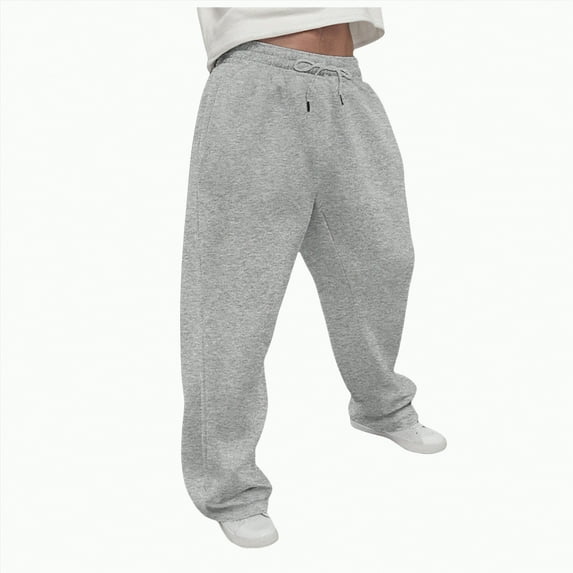 Ccpelsie Wide Leg Sweatpants Men Open Bottom Straight Trousers Baggy ...