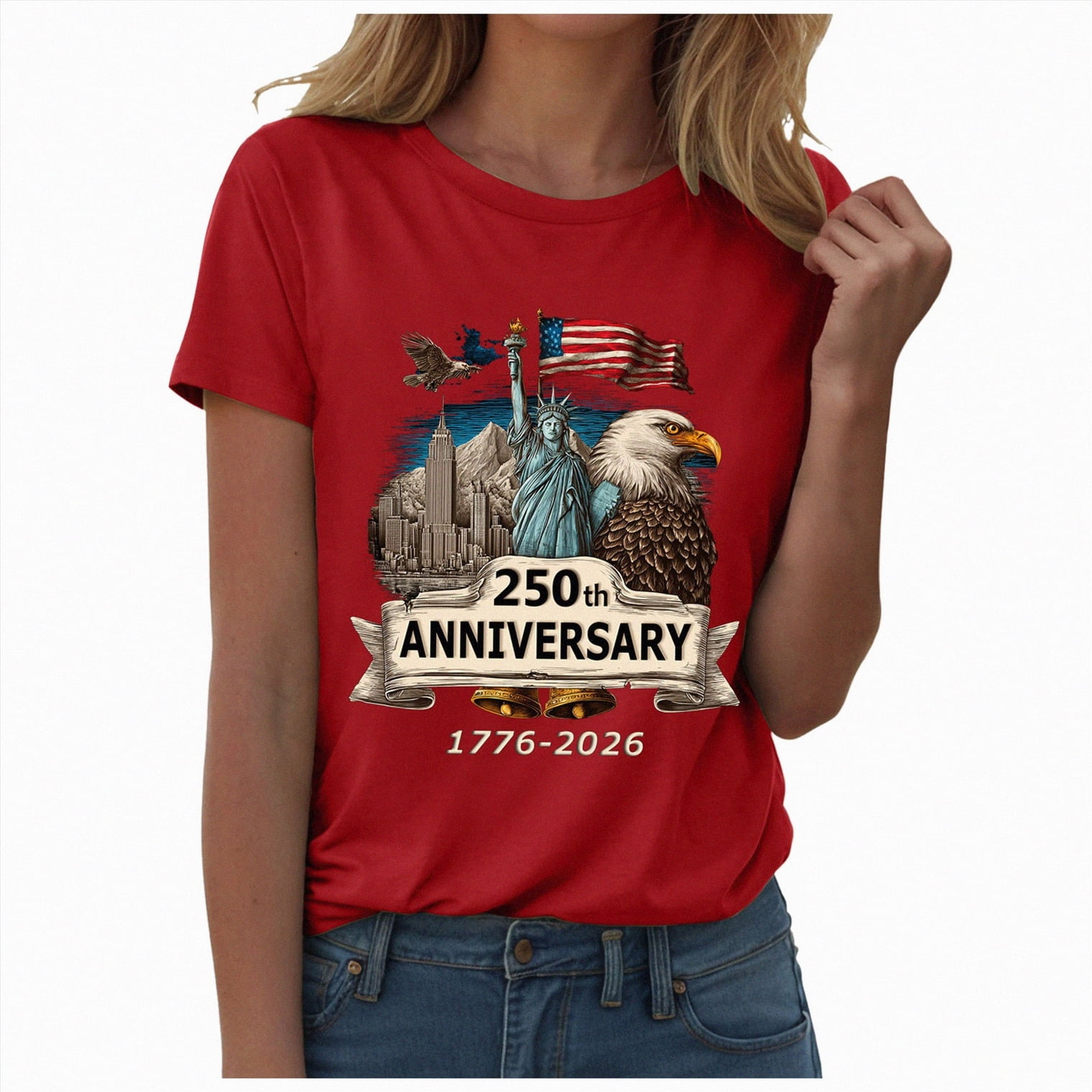 Ccpelsie Women T-Shirt 250 Years America Anniversary Shirt Womens 250th ...
