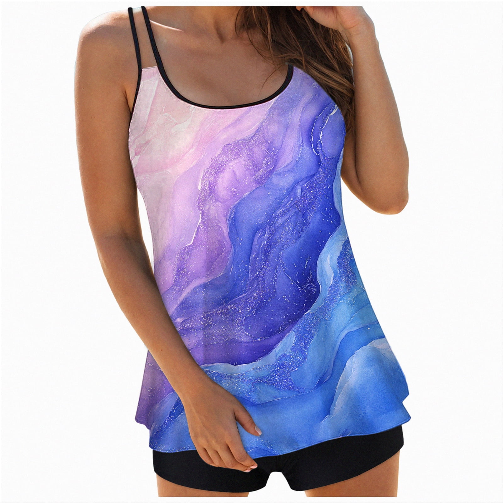 Ccpelsie Women Tankini Swimsuits with Skirt - Two Piece Tummy Control ...