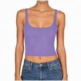 Ccpelsie Women's Sleeveless Tank Top Form Fitting Scoop Neck Ribbed ...