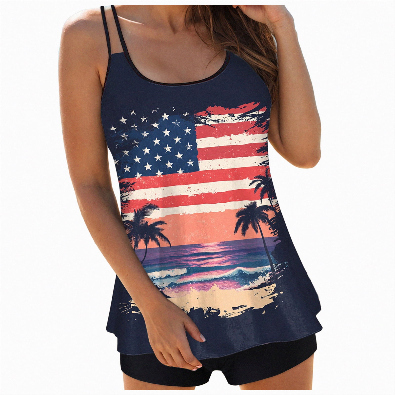 Ccpelsie Women's Tankini Swimsuit Tummy Control Top with High Waisted ...