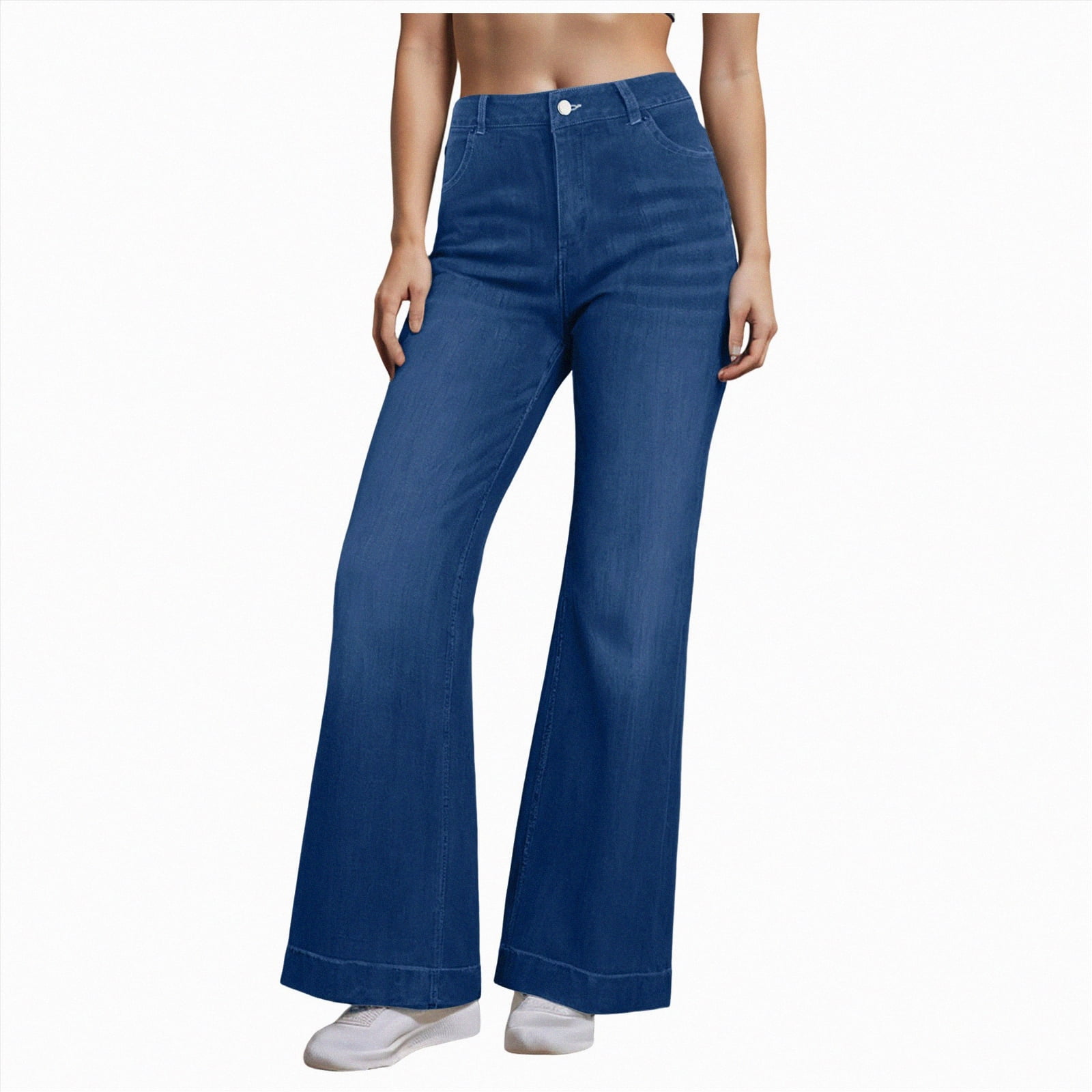 Ccpelsie Women's Wide Leg High Waisted Stretchy Straight Leg Jeans ...