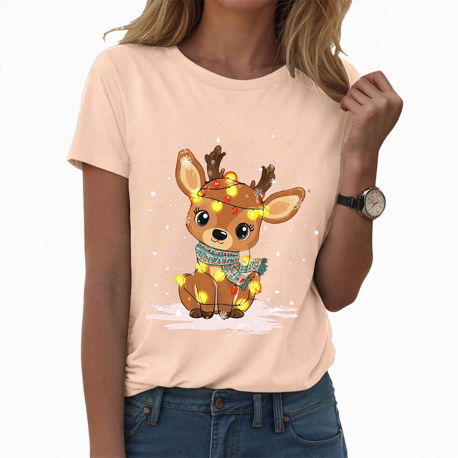 Ccpelsie Womens Crew Neck Christmas Shirt Merry Christmas Holiday ...