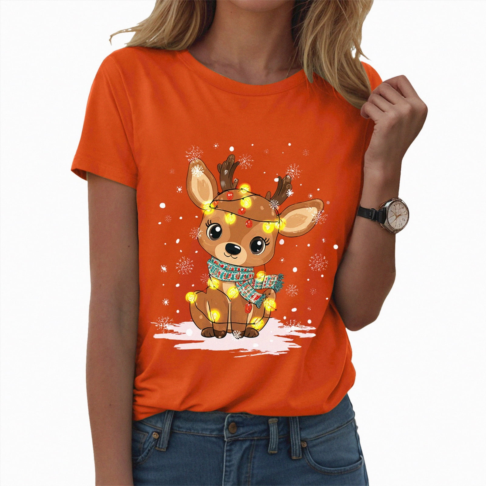 Ccpelsie Womens Crew Neck Christmas Shirt Merry Christmas Holiday ...