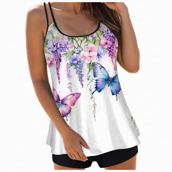 Ccpelsie Womens Tankini Swimsuits V Neck Push Up Swim Top Color Block ...