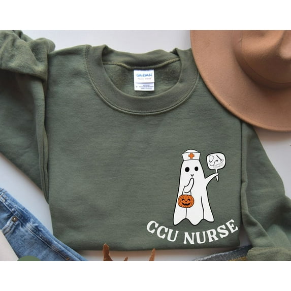 Ccu Nurse Sweatshirt, Critical Care Nurse Crewneck, Ccu Nurse Pullover, Critical Care Ghost Team ...