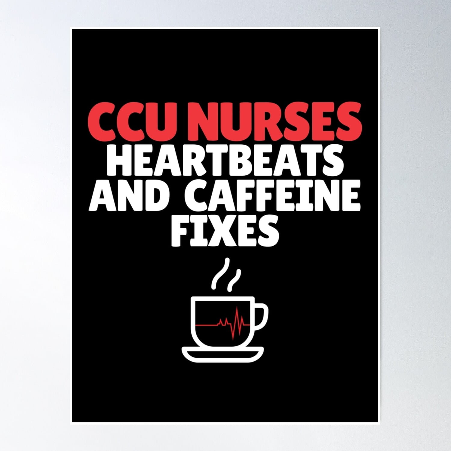 Ccu Nurses Heartbeats And Caffeine Fixes Poster Wall Art, Modern Wall ...
