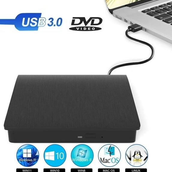 Portable USB 3.0 DVD/CD-ROM Rewriter: Reader, Copier & Player for PC ...