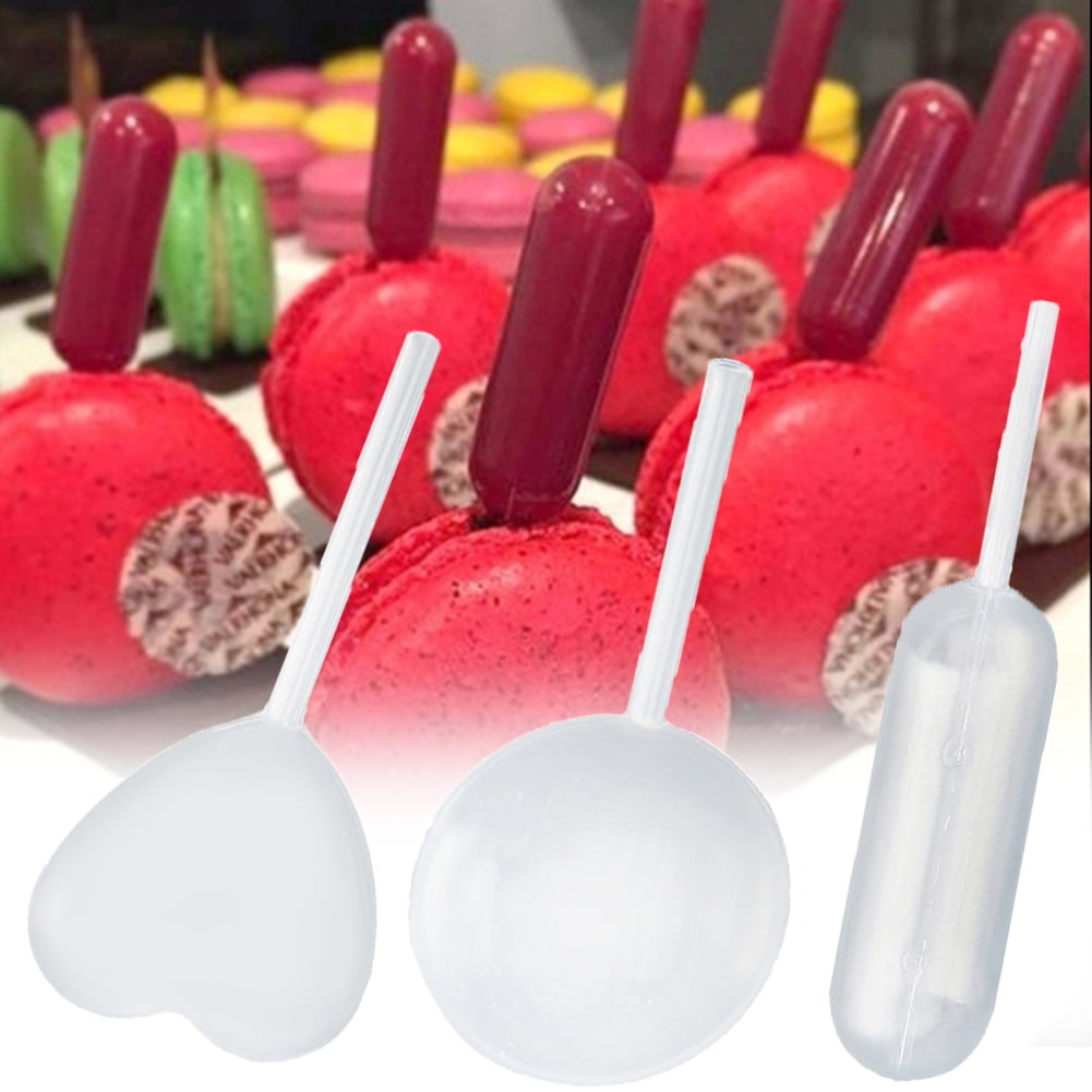 Cdar 50Pcs Disposable Dropper Straw Plastic Heart Round Shape Pipettes ...