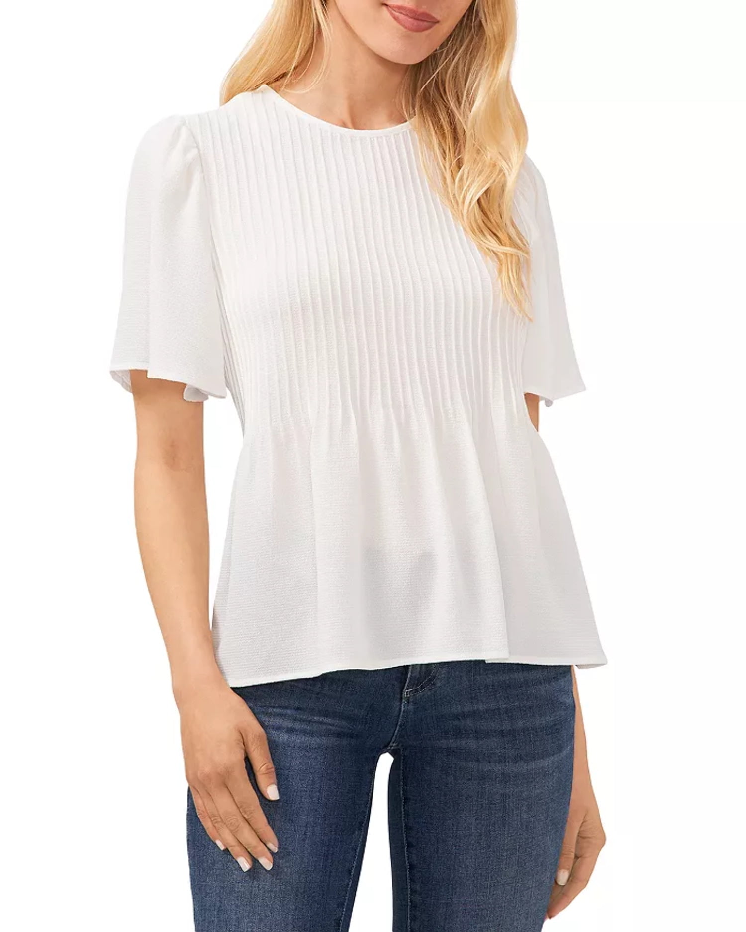 CeCe Pleated Flared Hem Top - Walmart.com