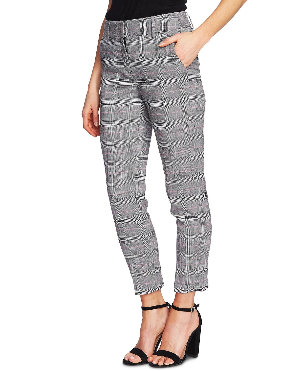 CeCe Women's Plaid Straight-Leg Ankle Gray Size 2 - Walmart.com