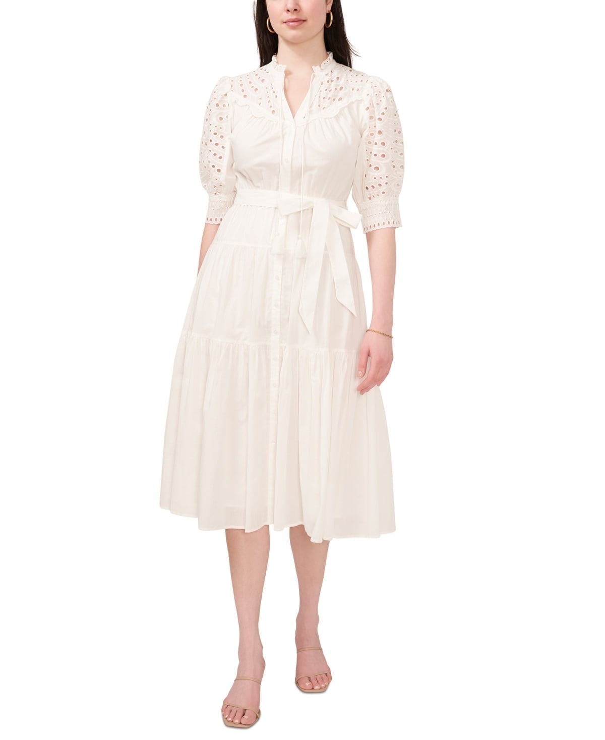 CeCe Womens Cotton Eyelet Puff-Sle New Ivory 10 - Walmart.com