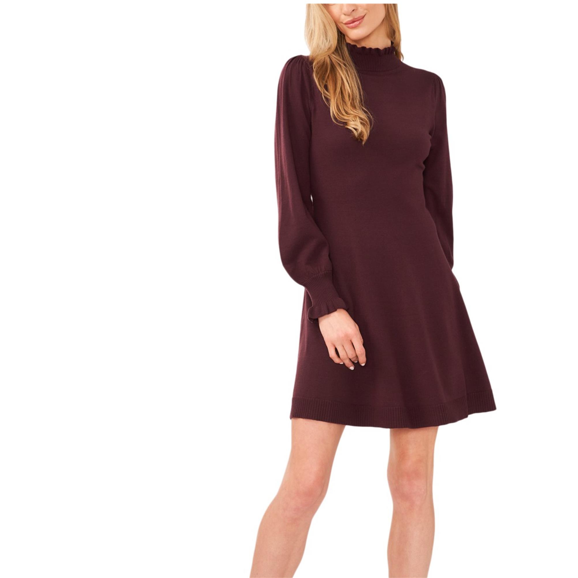 CeCe Womens Smocked Mock Neck Sweater Dress, Brown, Medium - Walmart.com
