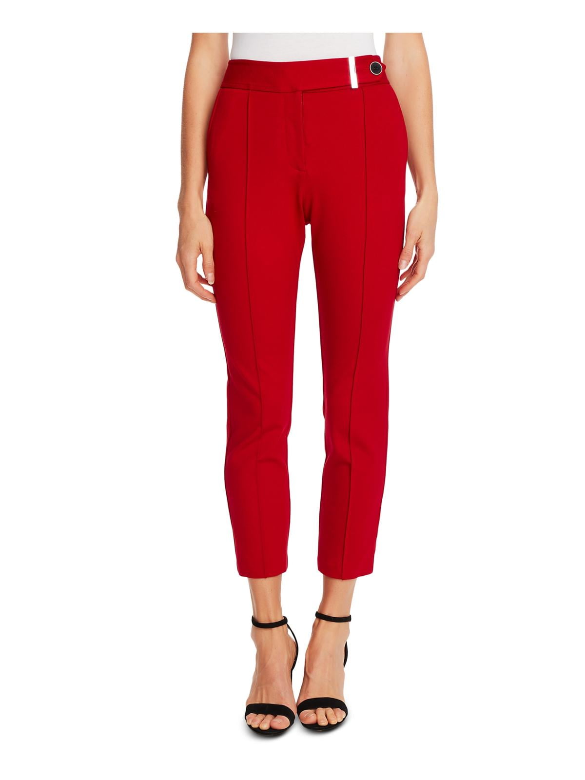 CeCe Womens Ponte Slim Pants Red 10 - Walmart.com