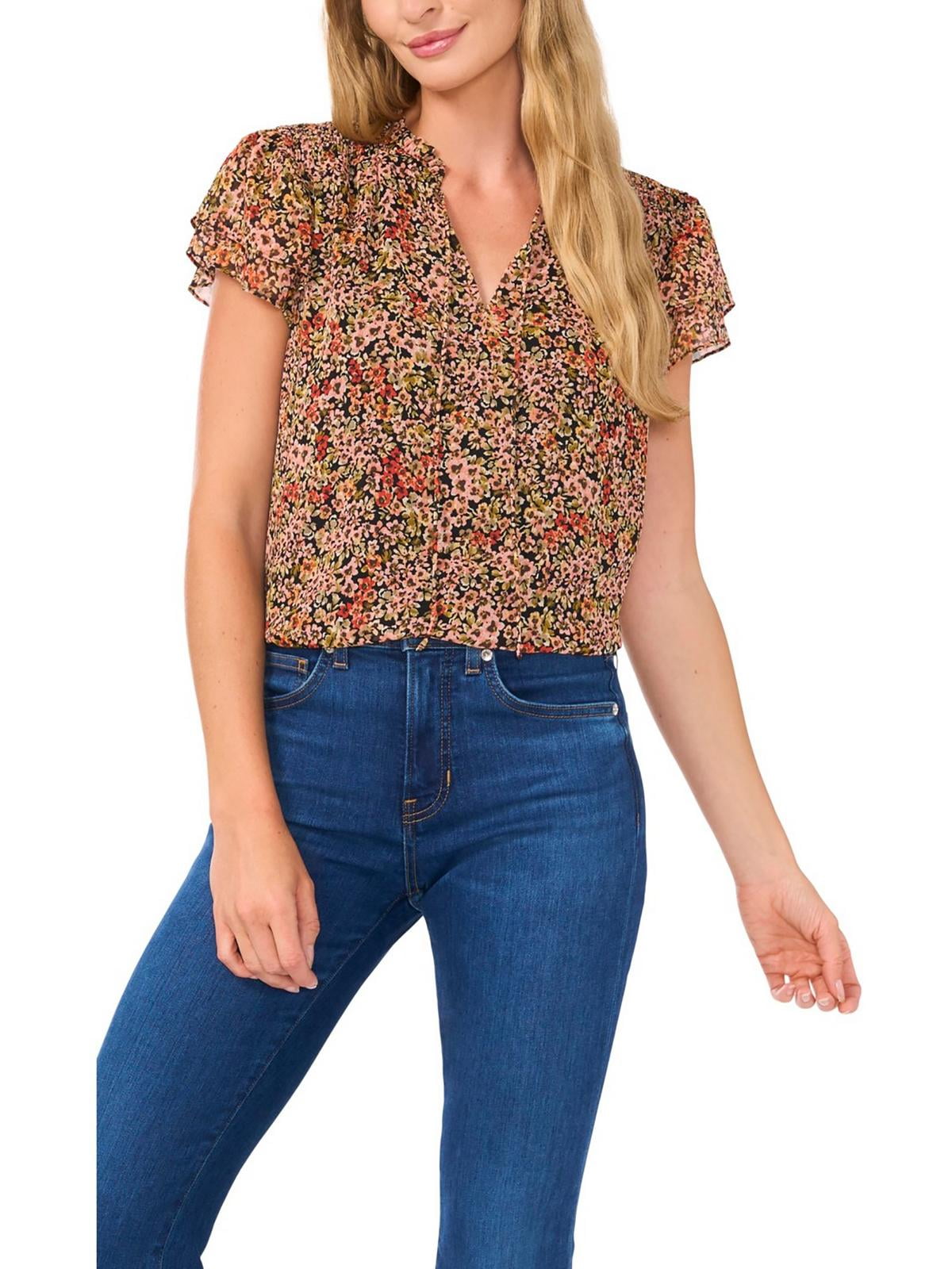 CeCe womens Tie Front Blouse, m, Pink - Walmart.com
