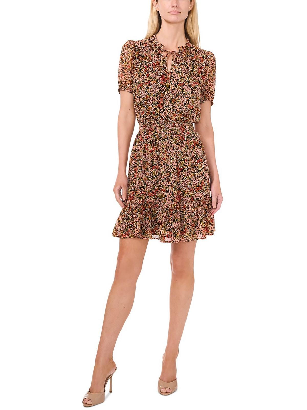 CeCe Womens Printed Chiffon Mini Dress - Walmart.com