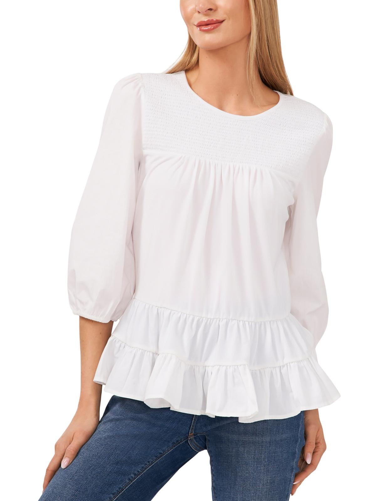 CeCe Womens Ruffled Smocked Blouse - Walmart.com