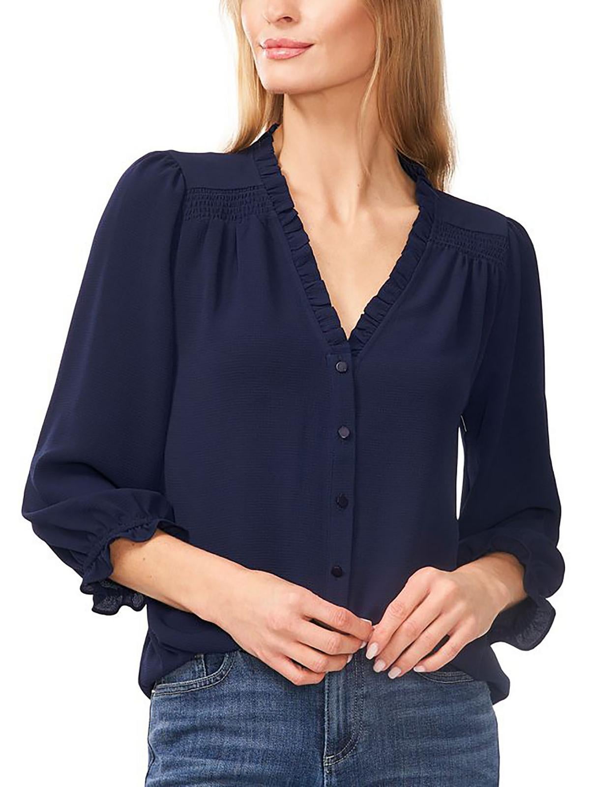 CeCe Womens Ruffled V-Neck Blouse - Walmart.com