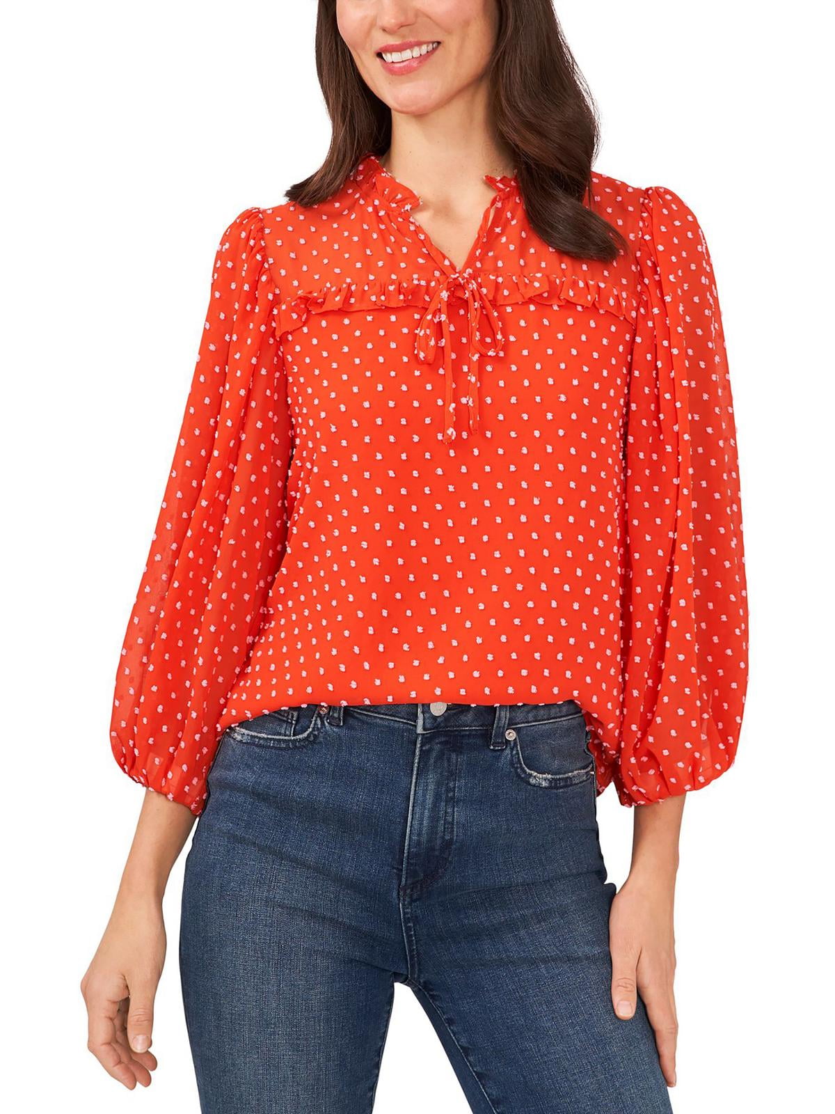 CeCe Womens Textured Tie Neck Blouse - Walmart.com