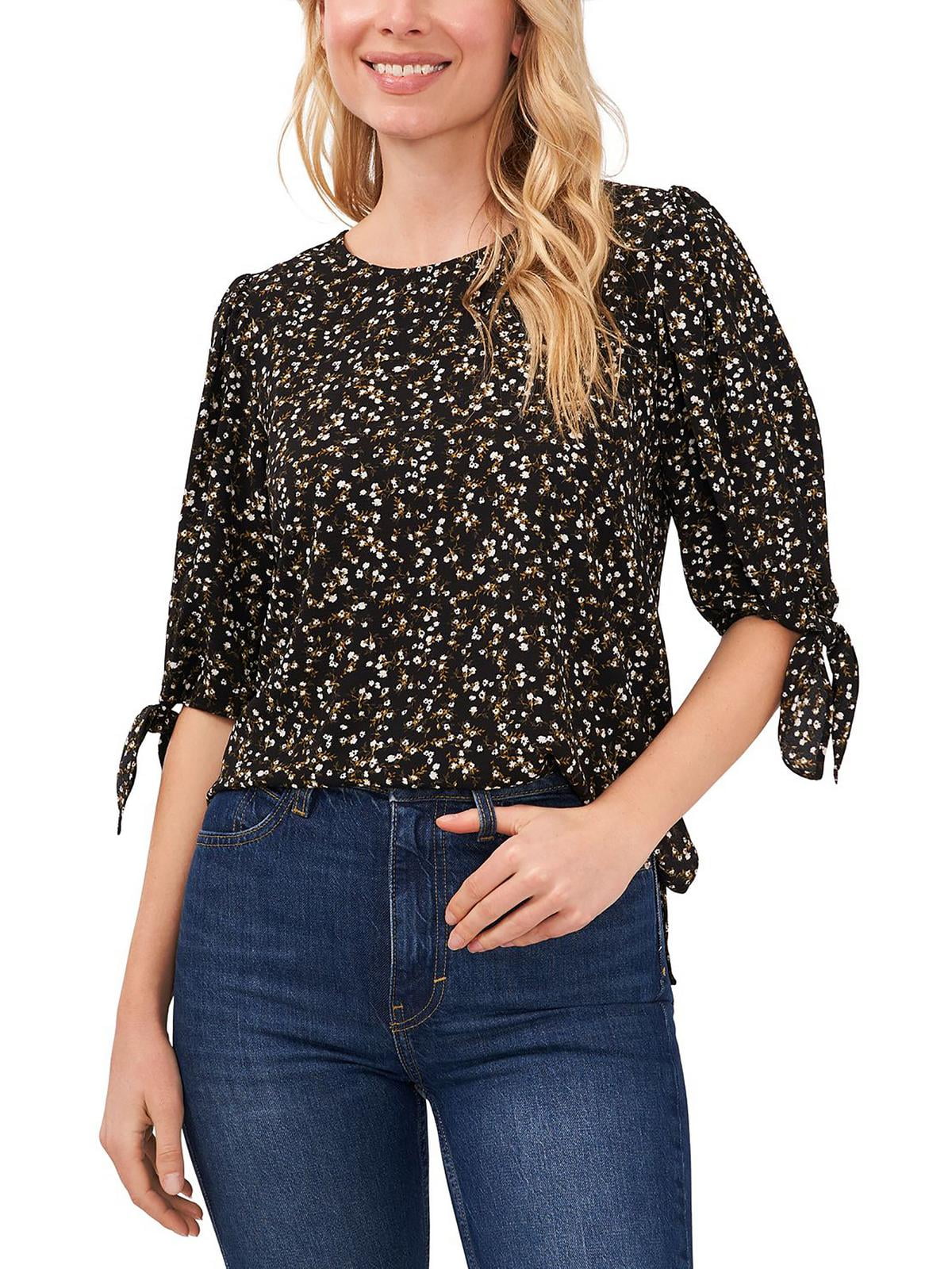 CeCe Womens Textured Tie Sleeve Blouse - Walmart.com