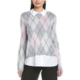 CeCe womens Argyle Twofer Wool-Blend Sweater, s, Gray - Walmart.com
