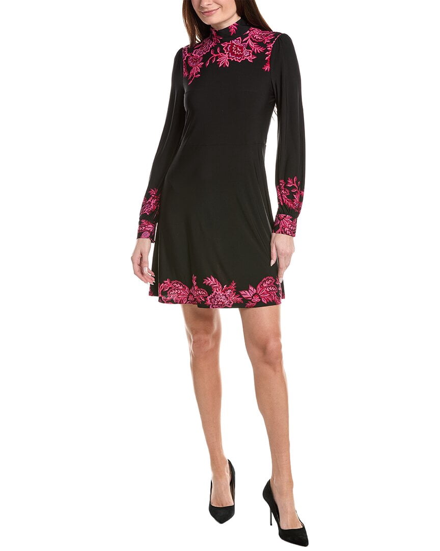 CeCe womens Border Print Mock Neck Mini Dress, l, Black - Walmart.com