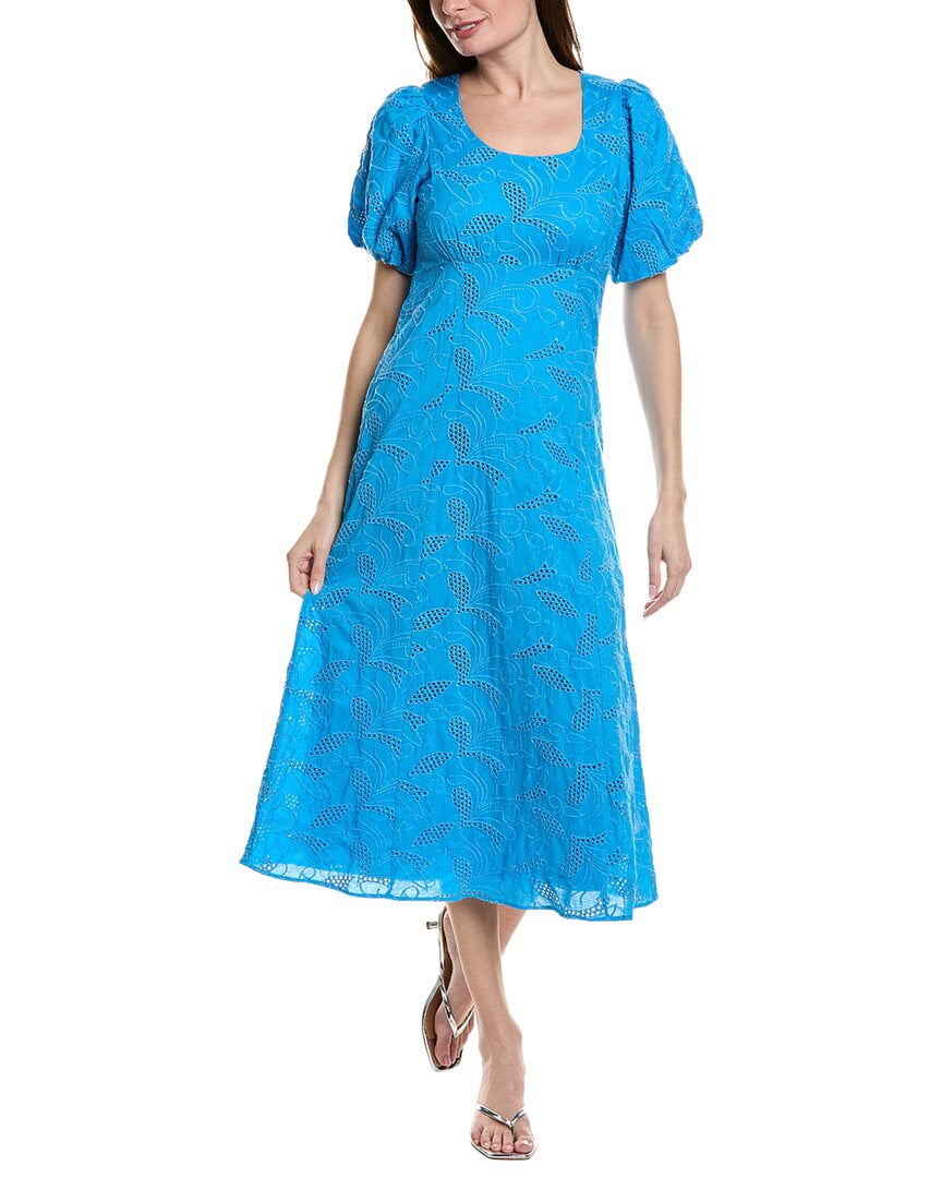 CeCe womens Bubble Eyelet Midi Dress, 6, Blue - Walmart.com