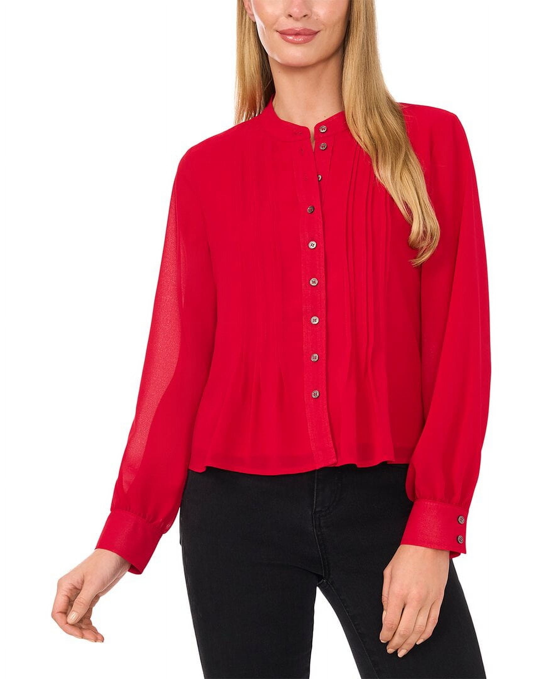 CeCe womens Button-Up Blouse, xs, Red - Walmart.com