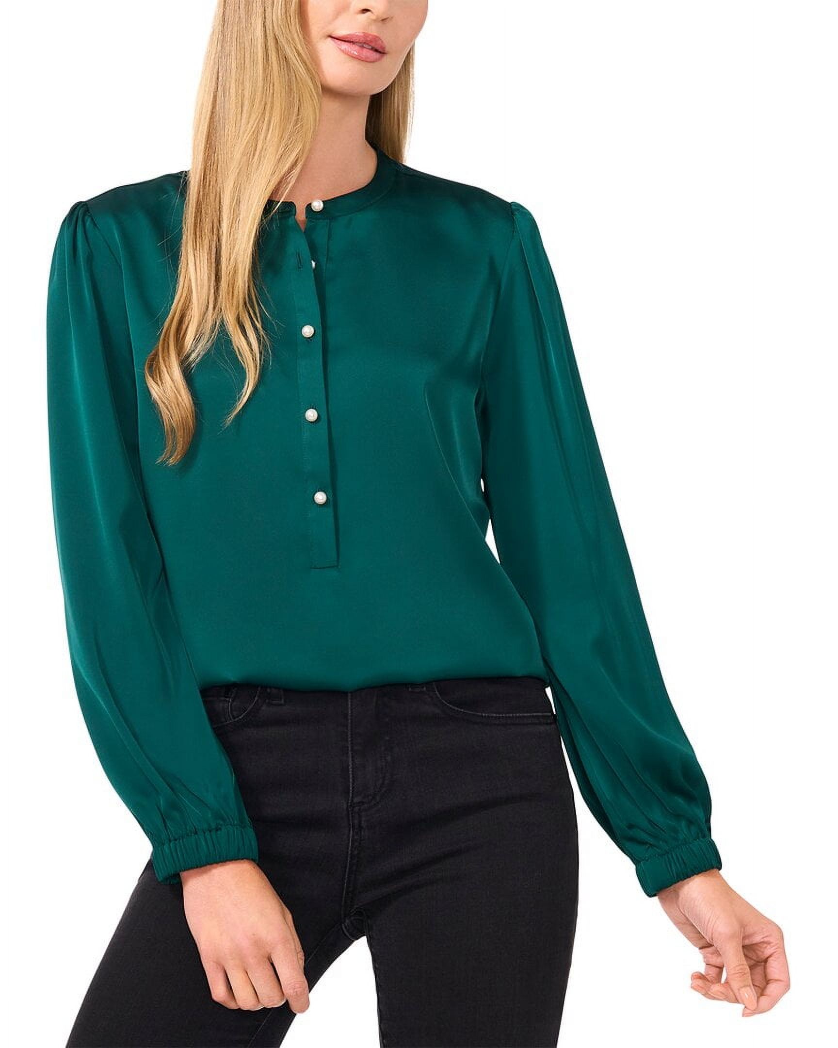 CeCe womens Charmeuse Blouse, XL, Green - Walmart.com