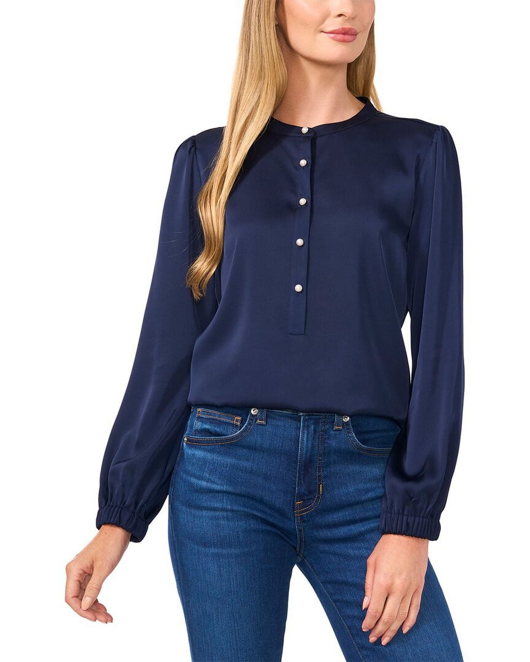 CeCe womens Charmeuse Blouse, xs, Blue - Walmart.com