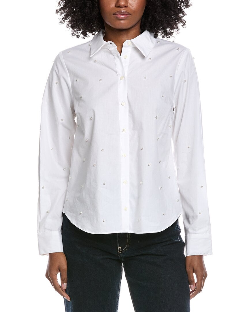 CeCe womens Embellished Button Shirt, s, White - Walmart.com
