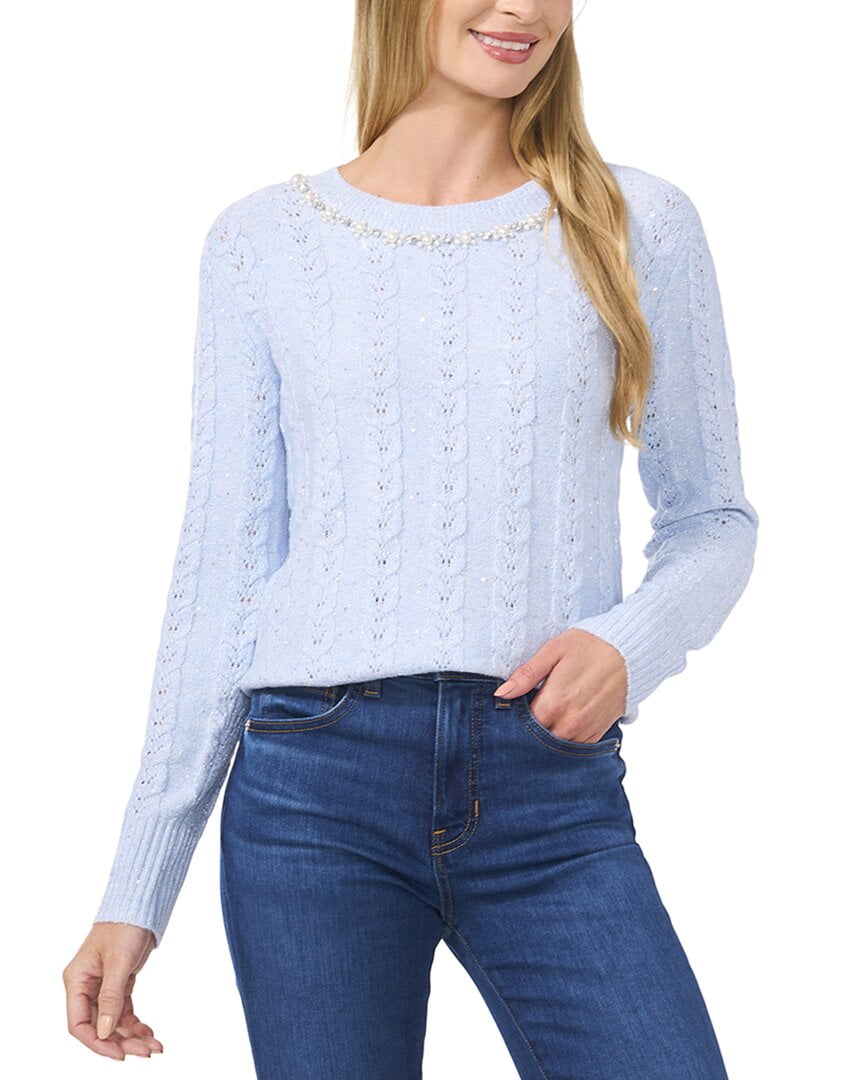 CeCe womens Embellished Collar Cable Knit Sweater, l - Walmart.com