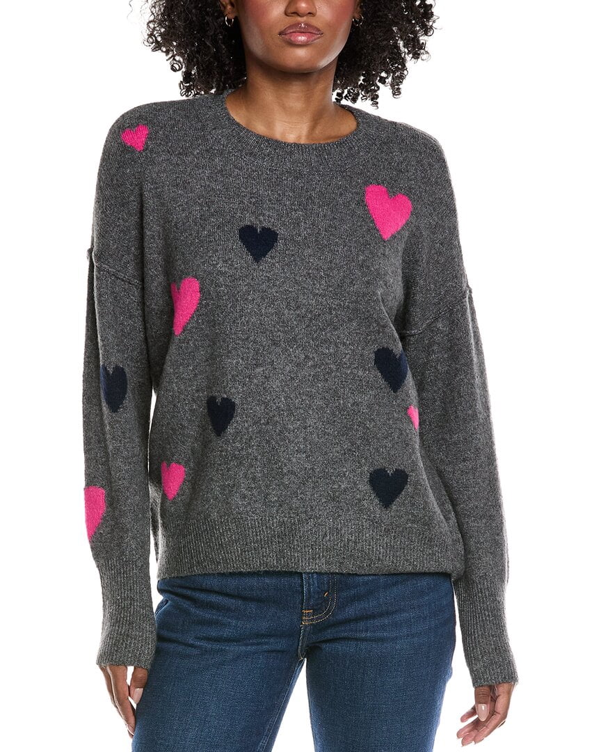 CeCe womens Heart Pattern Sweater, l, Gray - Walmart.com