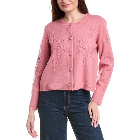 CeCe womens Knit Flower Cardigan, s, Pink - Walmart.com
