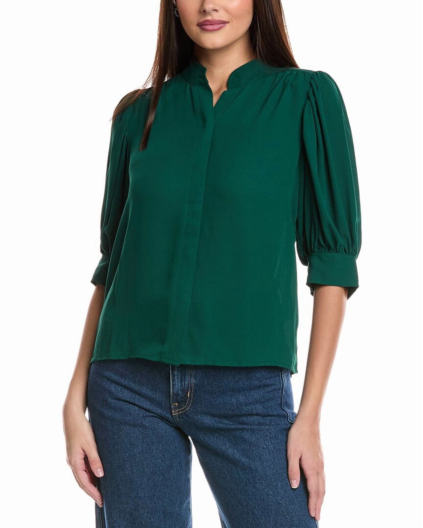 CeCe womens Open Collar Top, s, Green - Walmart.com