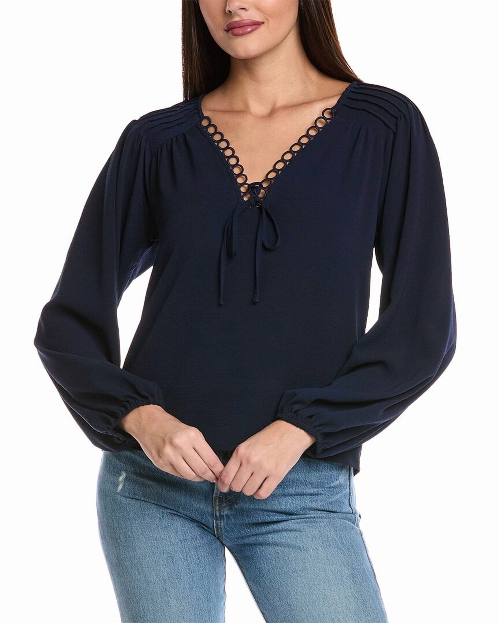 CeCe womens Pintuck Blouse, XL, Blue - Walmart.com