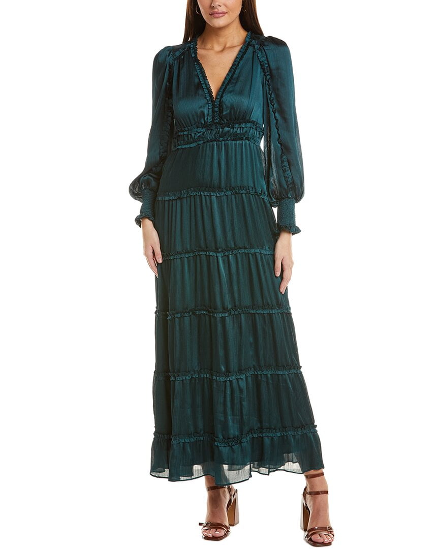 CeCe womens Plisse Ruffle Maxi Dress, l, Green - Walmart.com