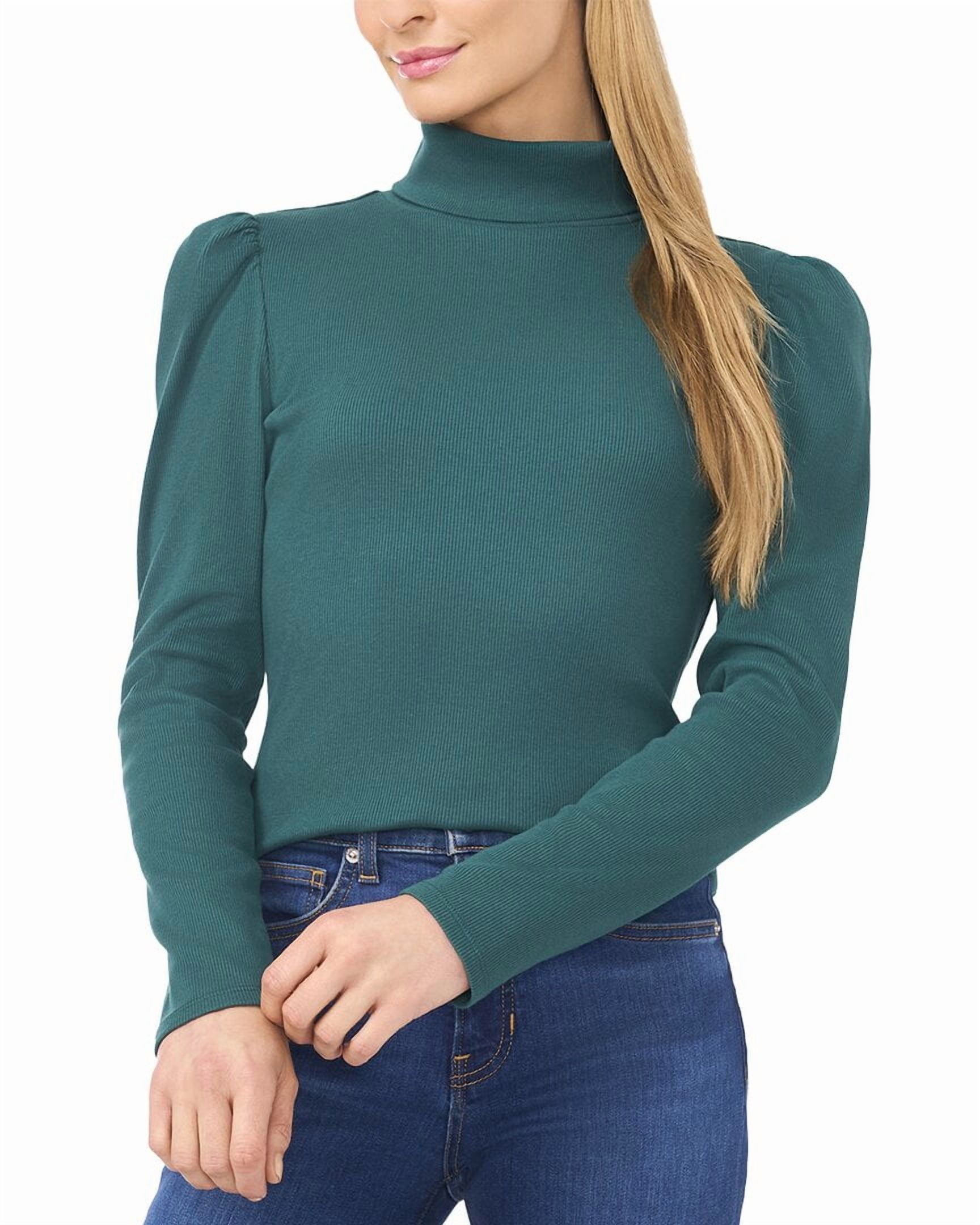 CeCe womens Rib Knit Puff Sleeve Turtleneck Top, m, Green - Walmart.com