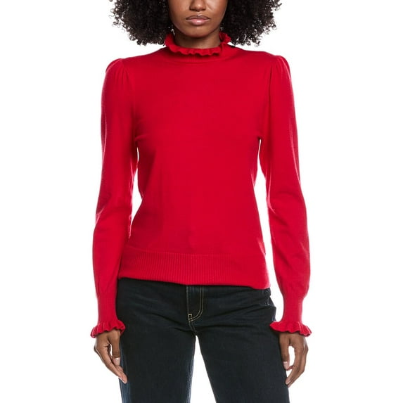 CeCe womens Ruffle Mock Neck Sweater, l, Red - Walmart.com