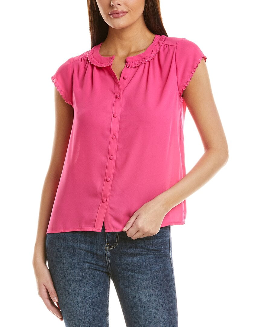 CeCe womens Scallop Trim Blouse, s, Pink - Walmart.com